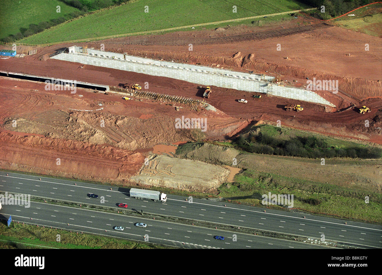 Aerial view of the M6 Toll Road under construction England Uk Stock ...