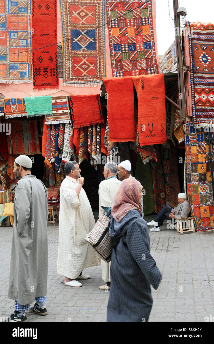 Traditional Shops, Main Square, Jemaa El Fna, Marrakech, Morocco Stock ...