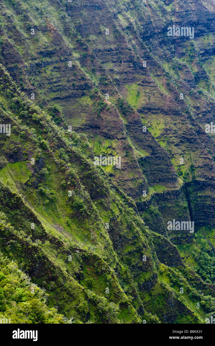 Details view of the cliff walls of the Kalalau Valley on the North Na ...