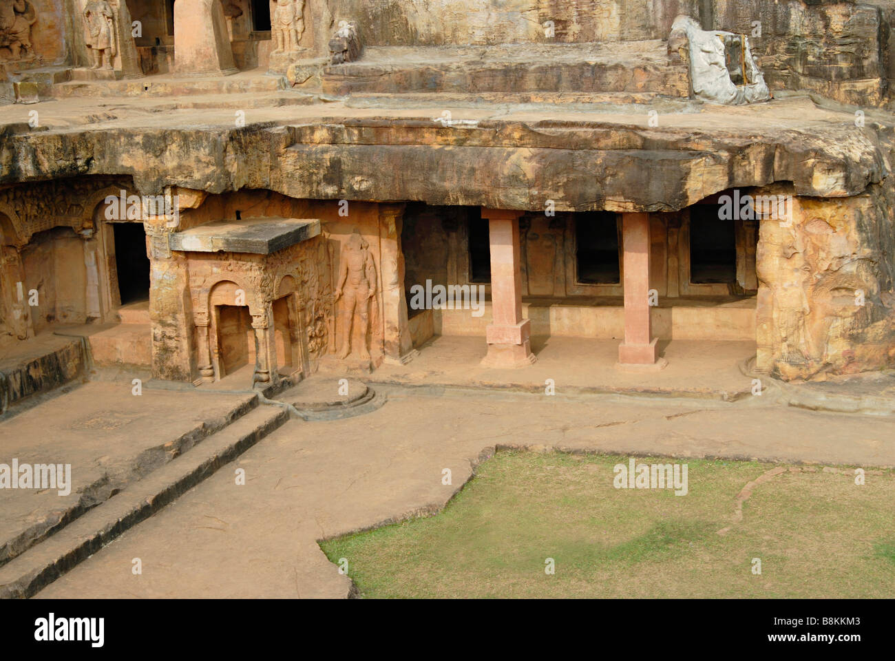 General-View of Rani or Queen's cave from West. Orissa, Udaigiri, India ...
