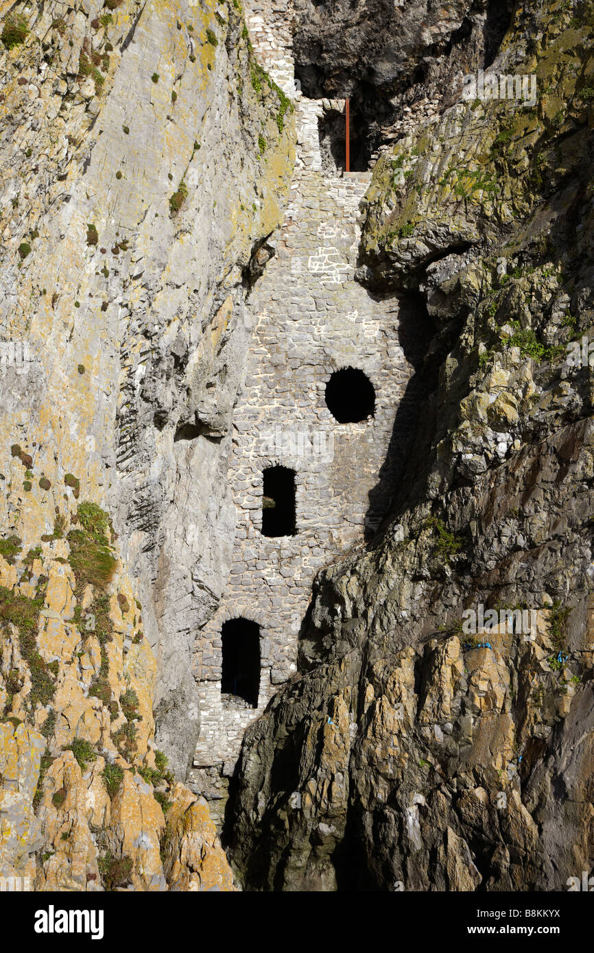 Culver Hole, an old Smugglers Hideout built into the Cliff Face, Port Eynon, Gower, South Wales ...