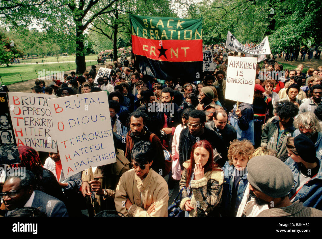 Anti Apartied demonstration Hyde Park London June 1984 Stock Photo - Alamy