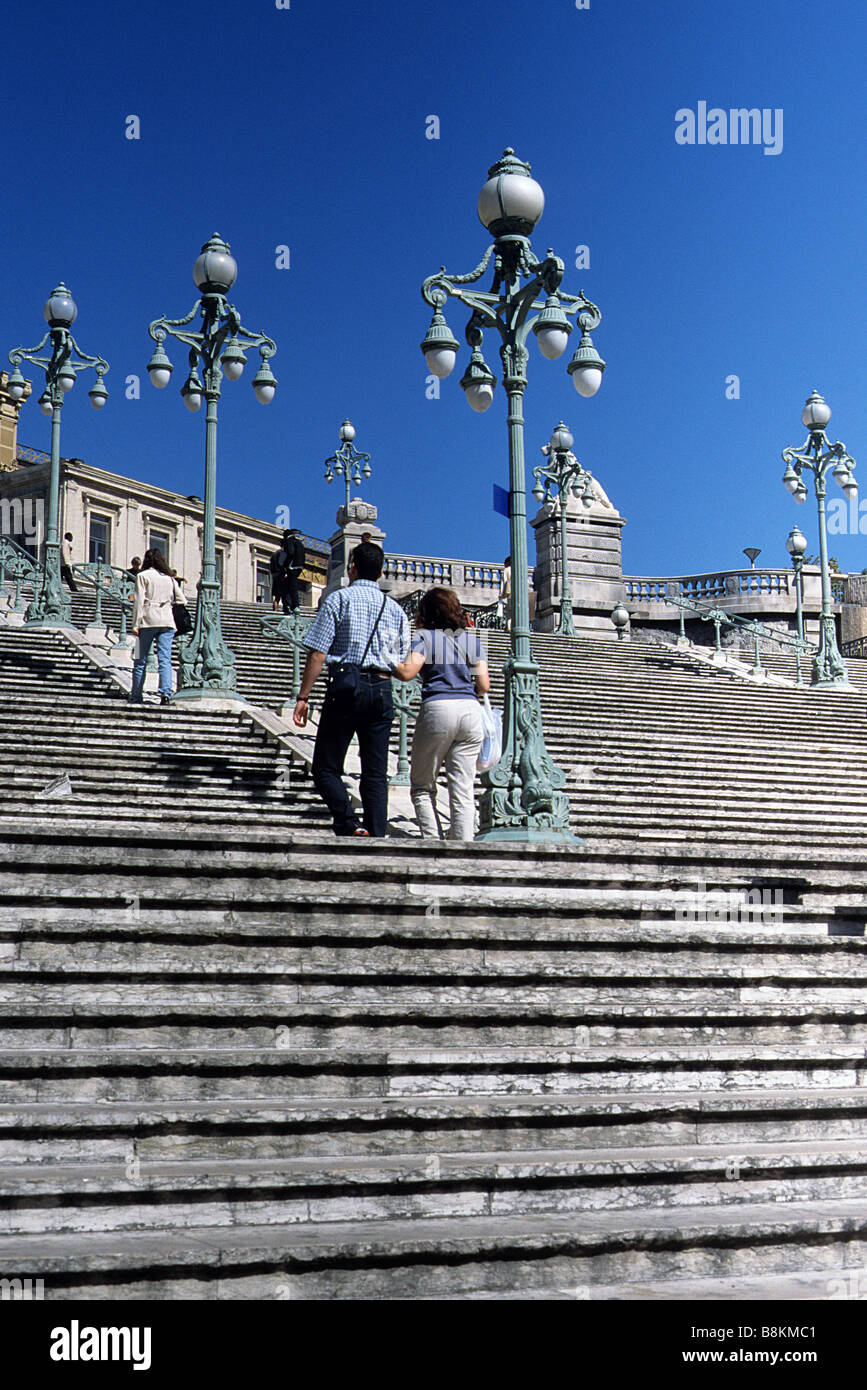 The immense ceremonial staircase in front of Marseille St Charles ...