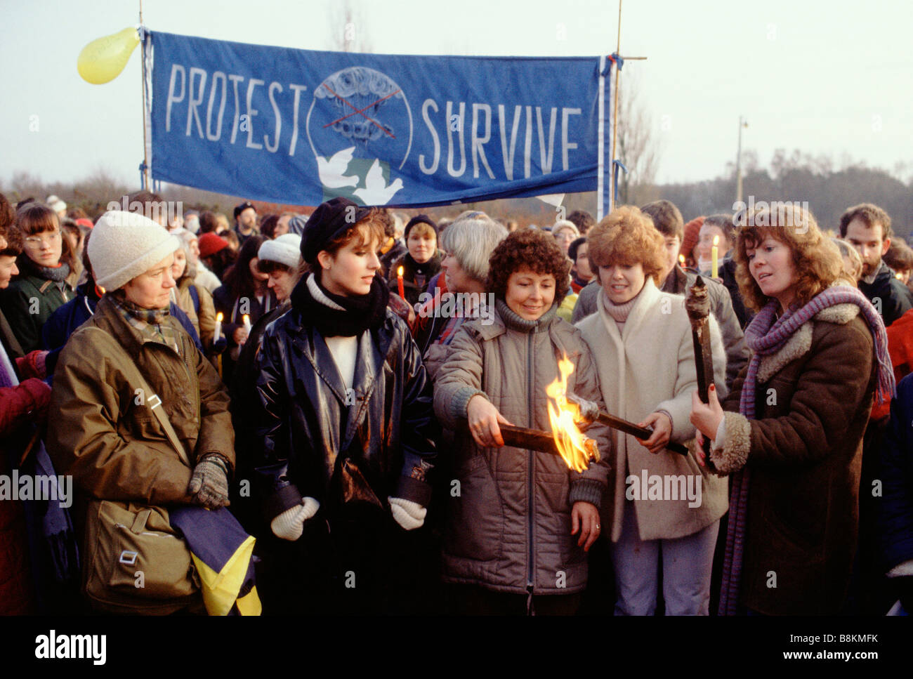 Greenham Berkshire UK 13 December 1982 Protesters at the Greenham ...