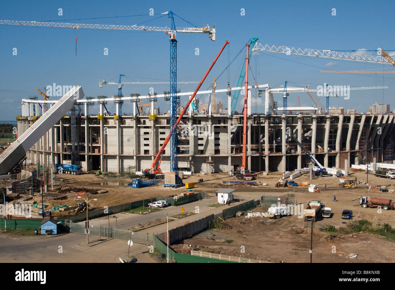 Construction of Moses Mabhida soccer stadium, Durban, South Africa ...