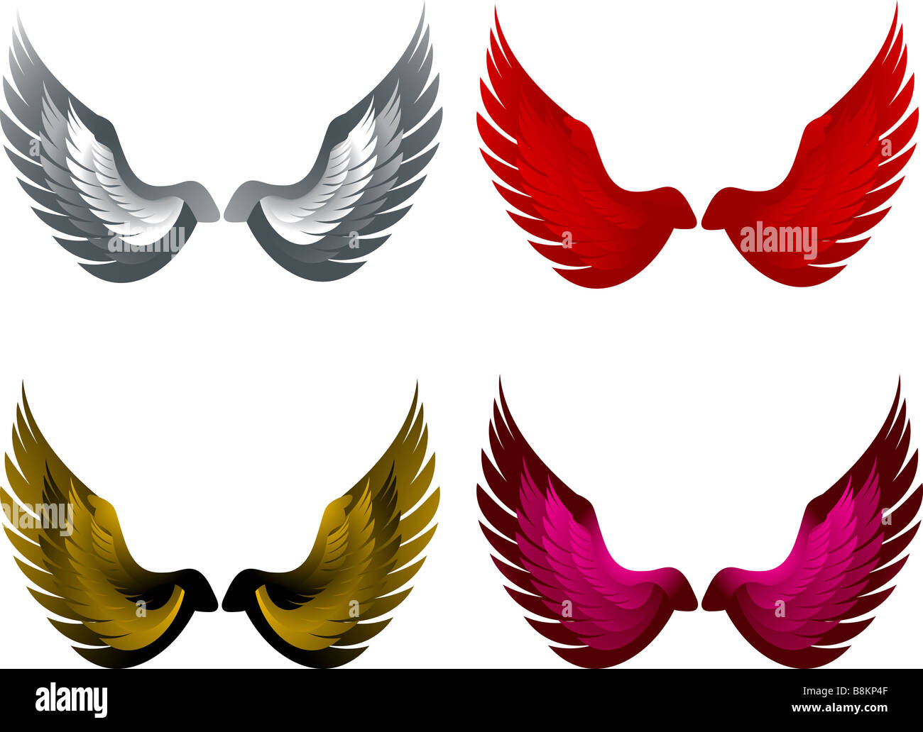 set of 4 coloured wings for use as design aids Stock Photo - Alamy