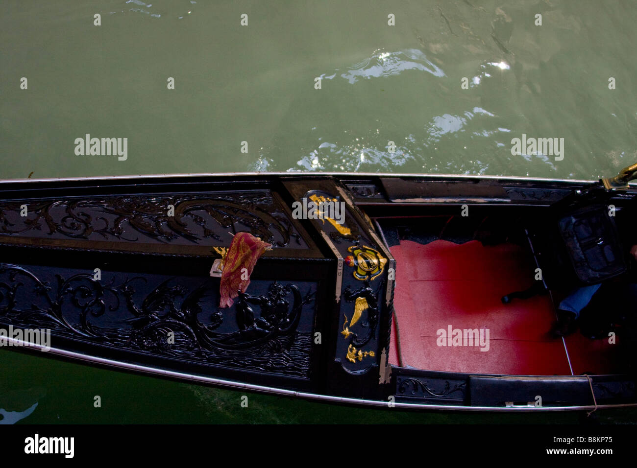 Gondola Gondole in Venice iconic red leather Italy Europe Horizontal ...