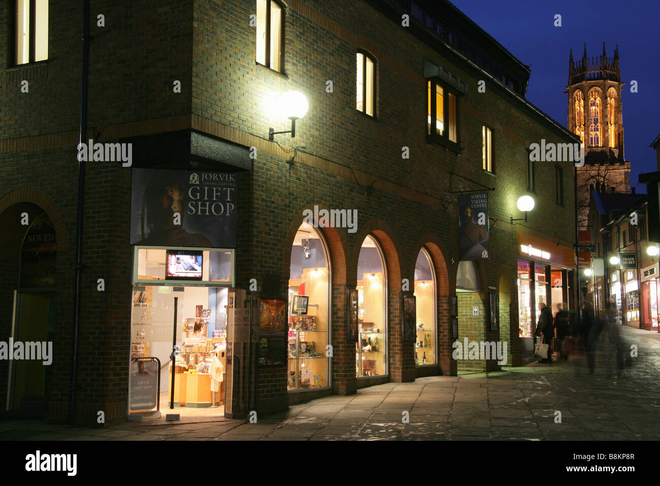 City of York, England. Evening view of the Coppergate shopping Centre ...