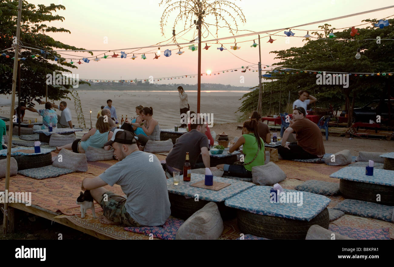 Laos Vientiane Outdoor Cafe Mekong River Stock Photo - Alamy