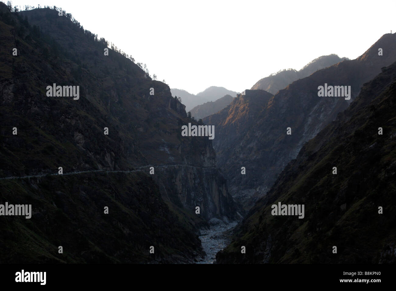 A scenic road in the Kinnaur Valley of Himachal Pradesh in northern ...