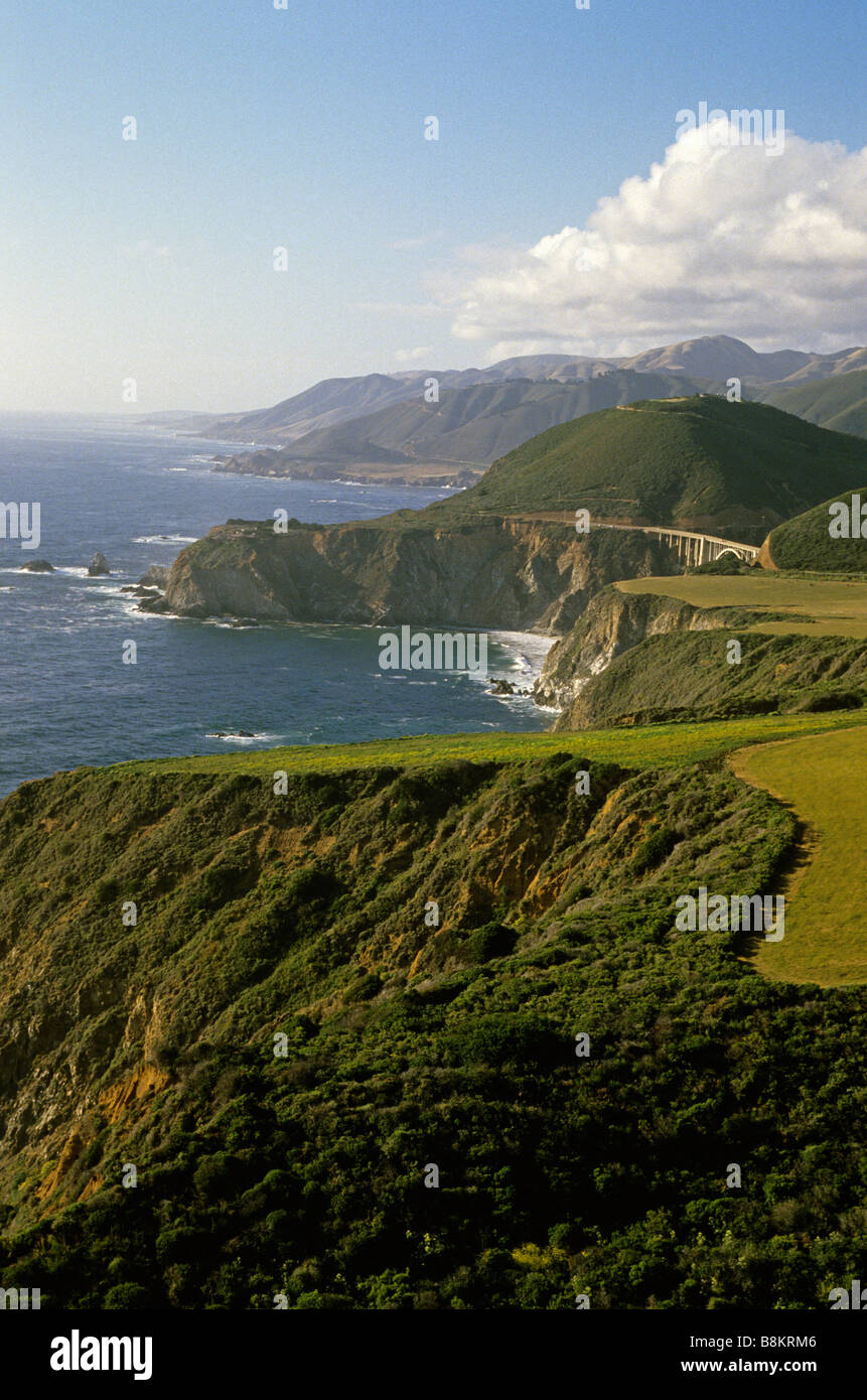Scenic landscape along California coastline with rock formations near ...