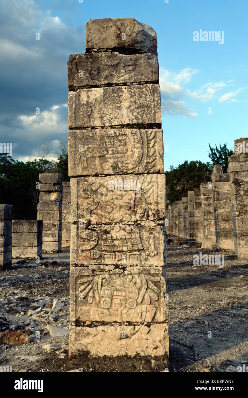 Stone column at Chichen Itza Stock Photo - Alamy