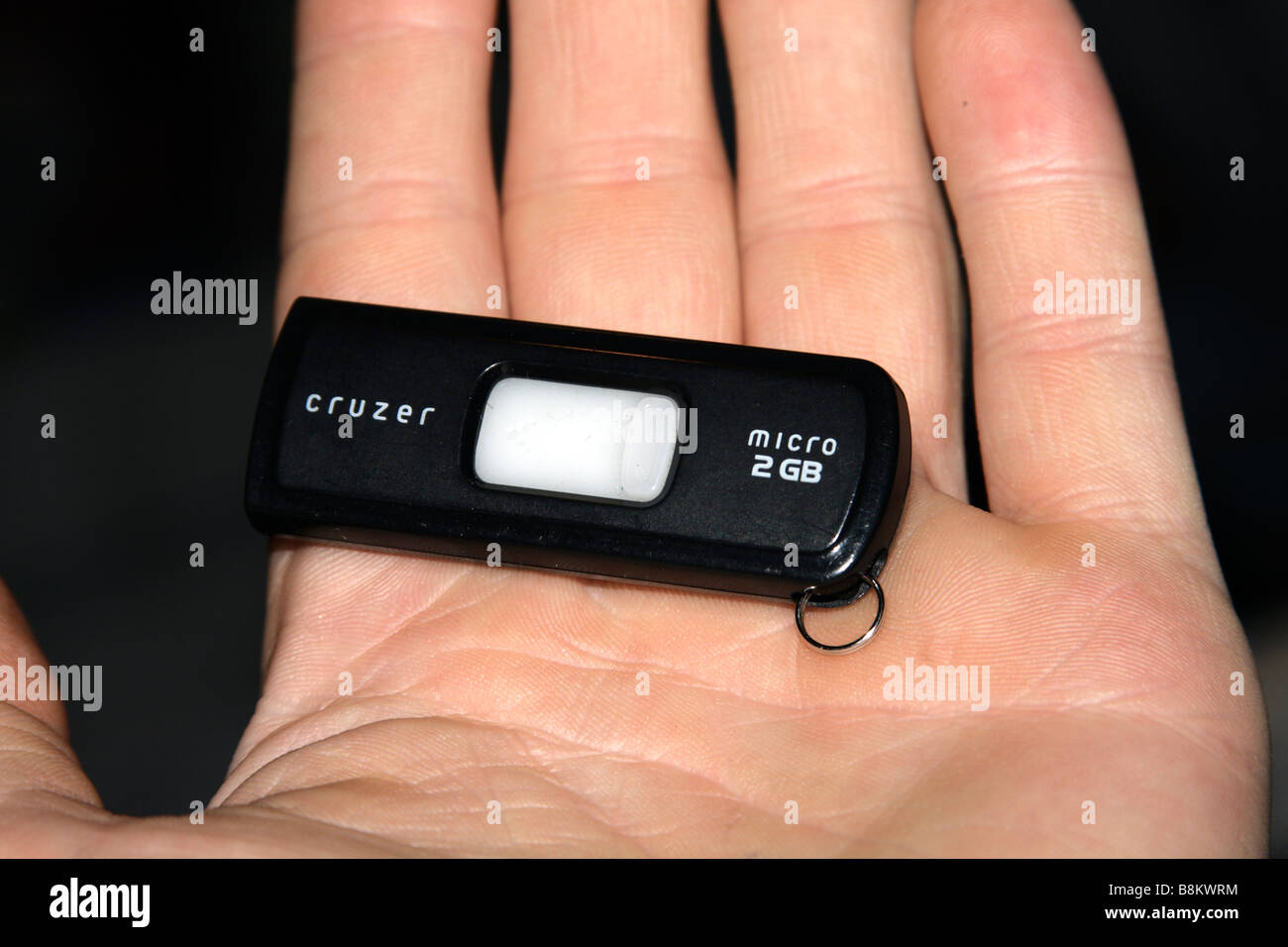 Male hand palming SanDisk Cruzer 2GB thumbdrive thumb drive mini Flash ...