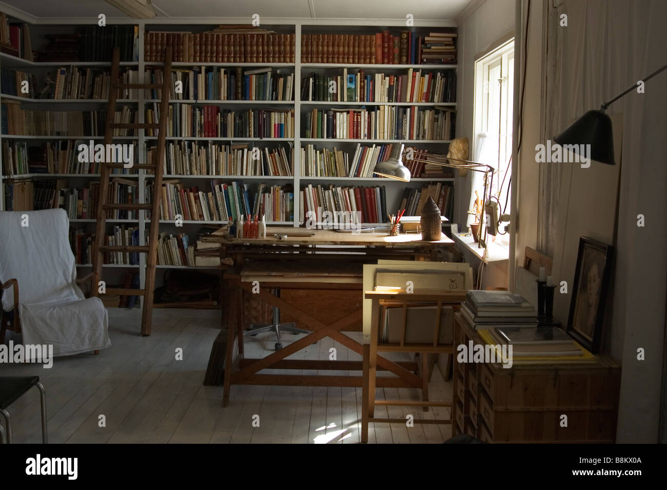 Livingroom with bookshelf Stock Photo - Alamy