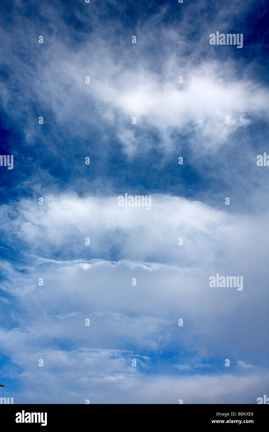 Three layers of layered clouds and blue sky background Stock Photo - Alamy