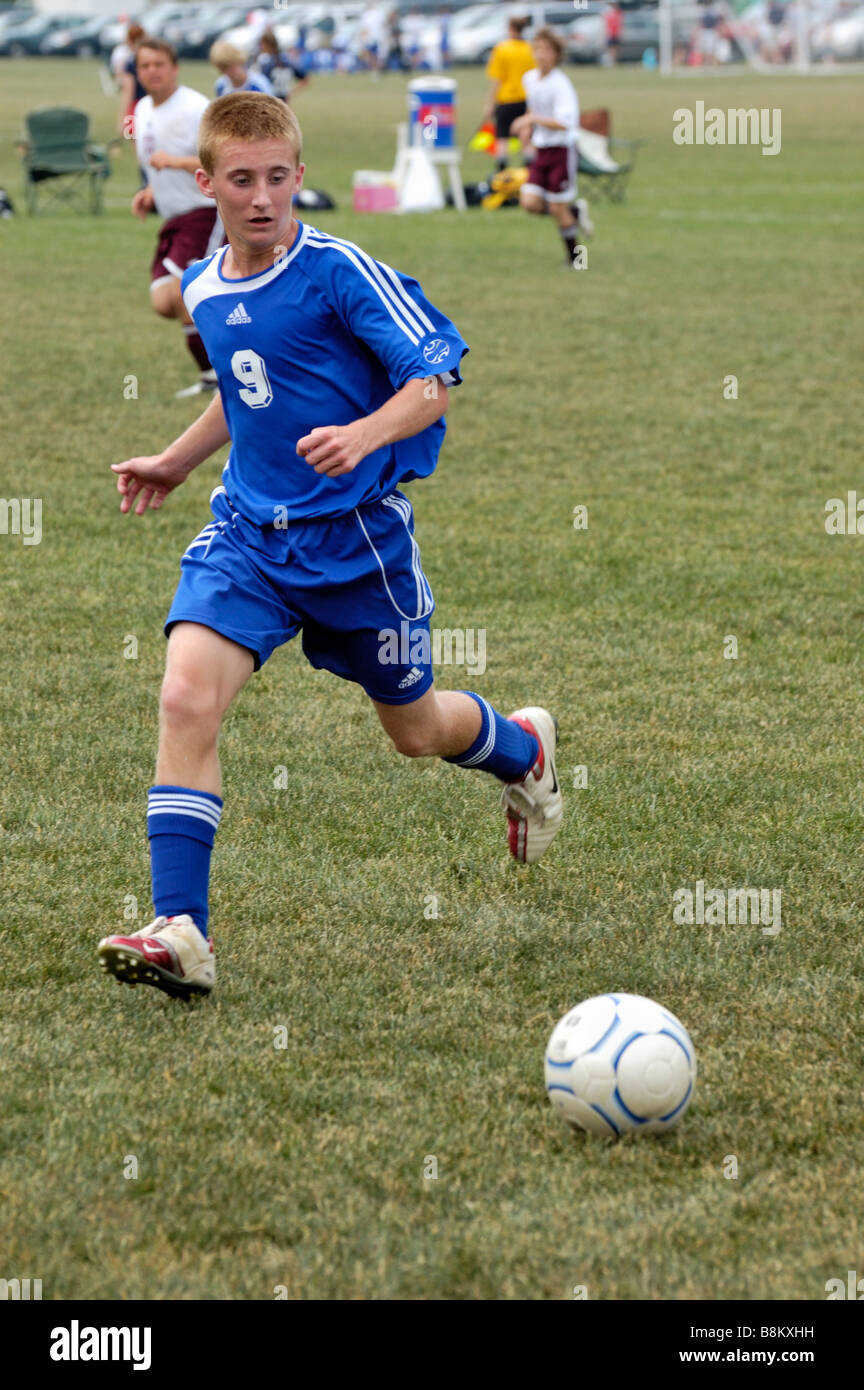American high school teenage soccer players during a game Stock Photo ...