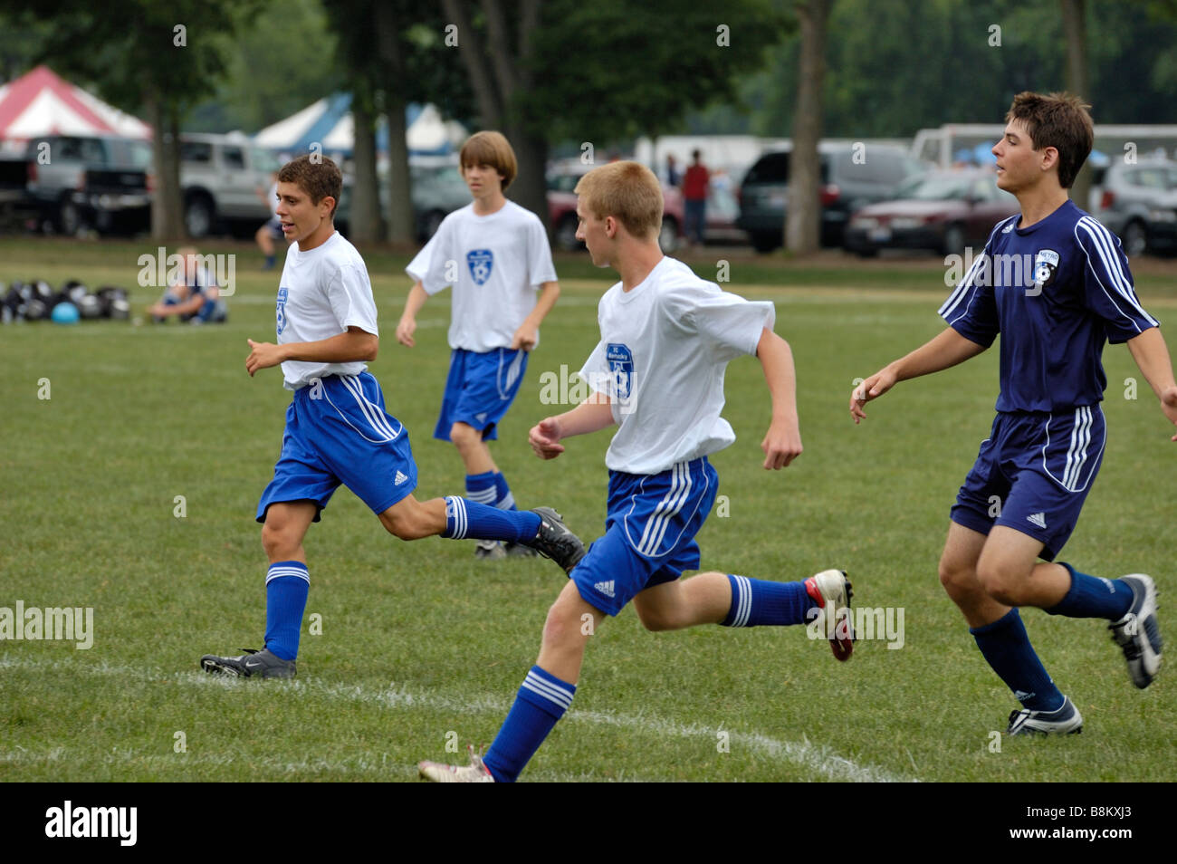 American high school teenage soccer players during a game Stock Photo ...