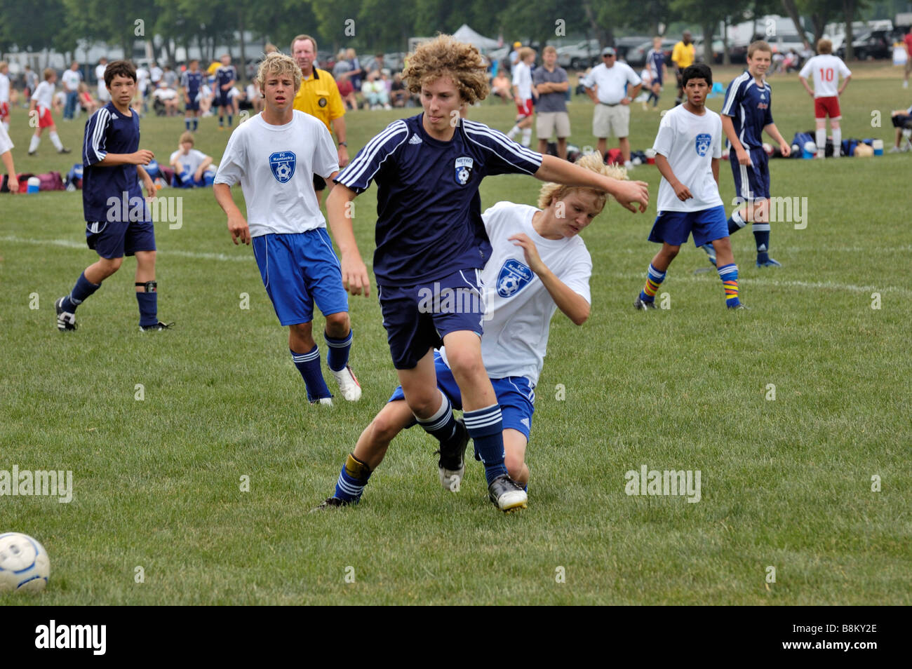 American high school teenage soccer players during a game Stock Photo ...