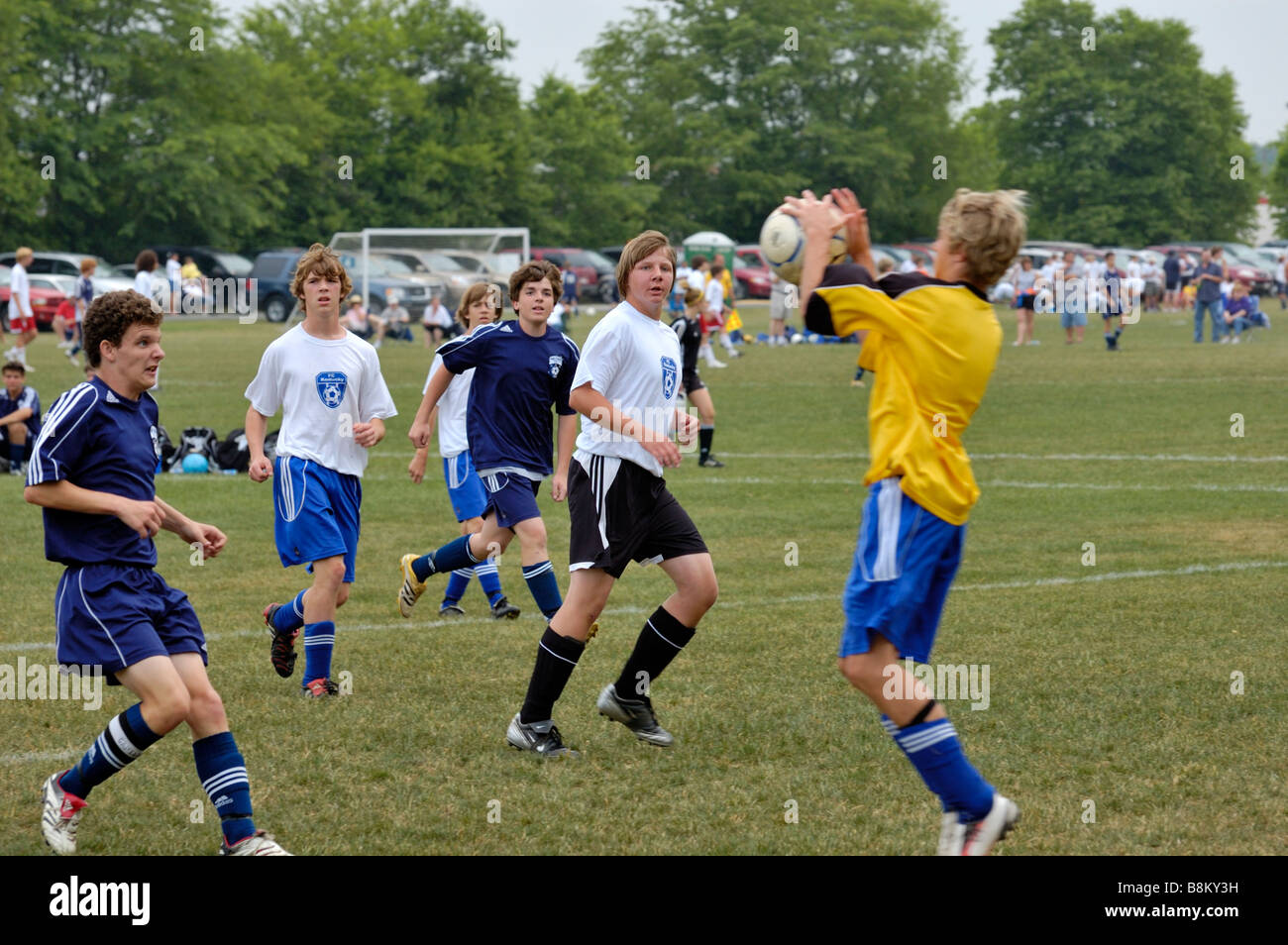 American high school teenage soccer players during a game Stock Photo ...