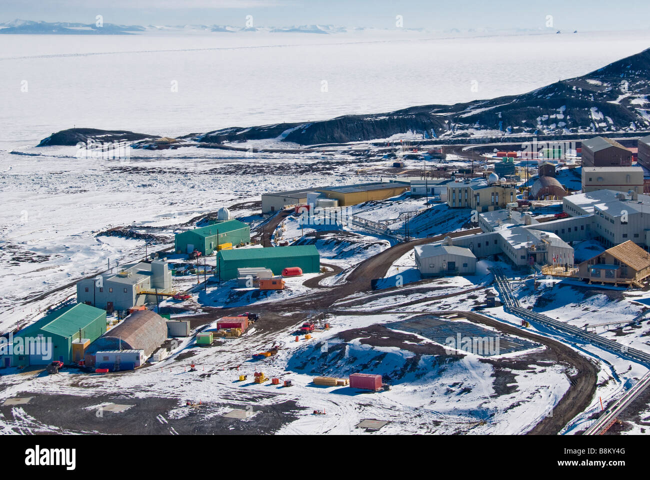 Looking down on McMurdo Station from Observation Hill, Ross island ...