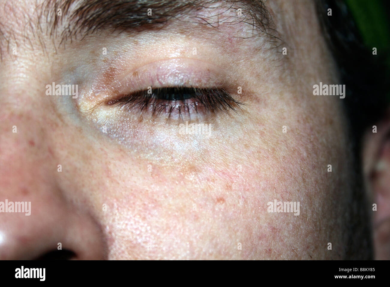 Male eye, partly closed, relaxed Sleepy Nodding Stock Photo - Alamy