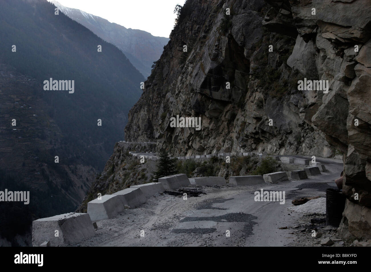 A scenic road near Sangla in the Sangla Valley of Himachal Pradesh in ...