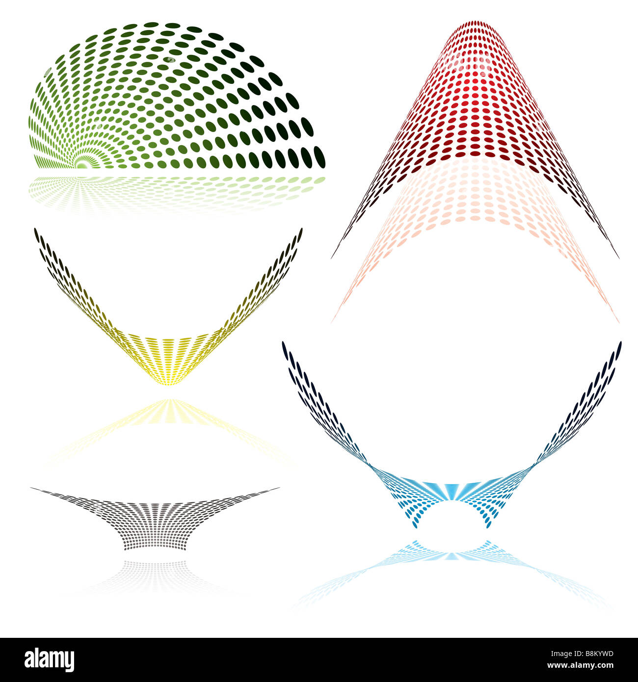 colorful abstract icons with drop shadow with a mesh grid Stock Photo ...