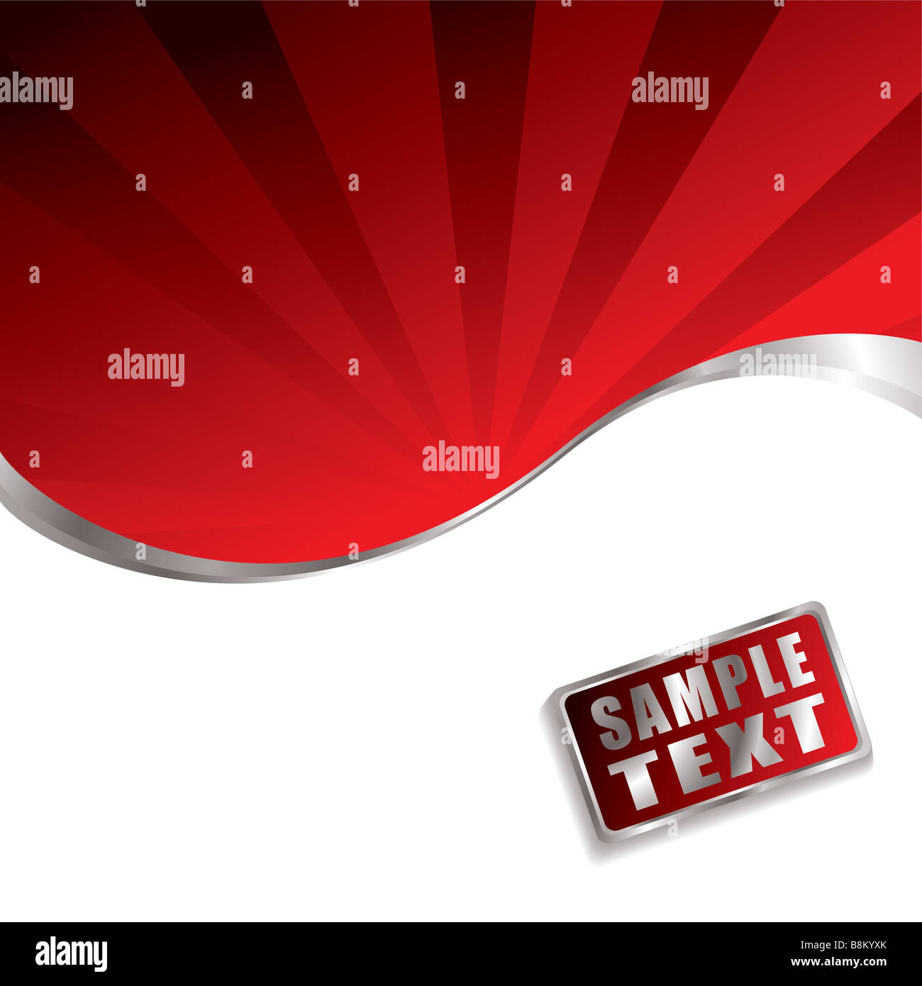 Bright red background with radiating rays of light with silver bevel ...