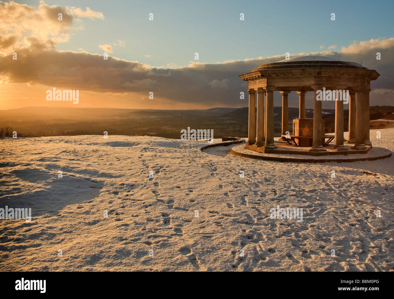 The Inglis monument in snow on the north downs reigate surrey england ...