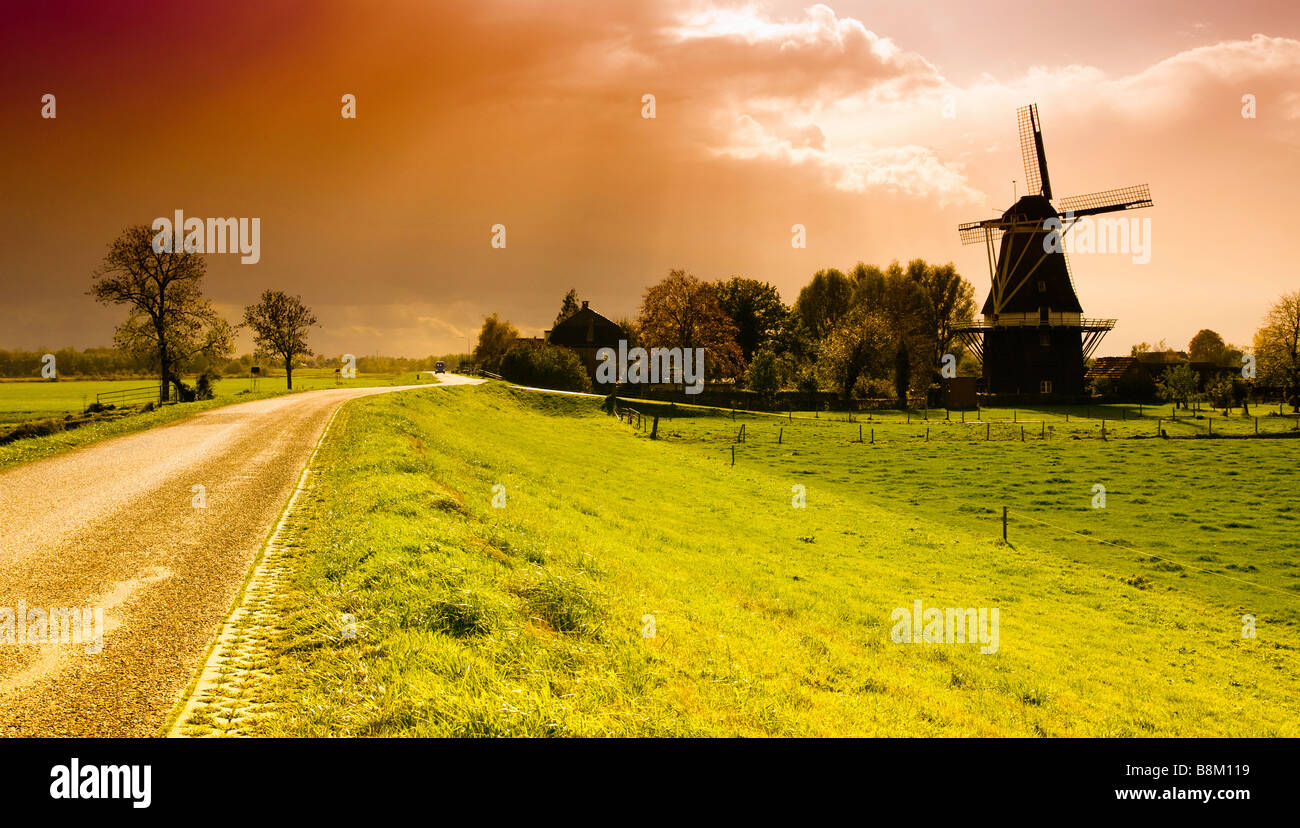Traditional windmill at sunset hi-res stock photography and images - Alamy