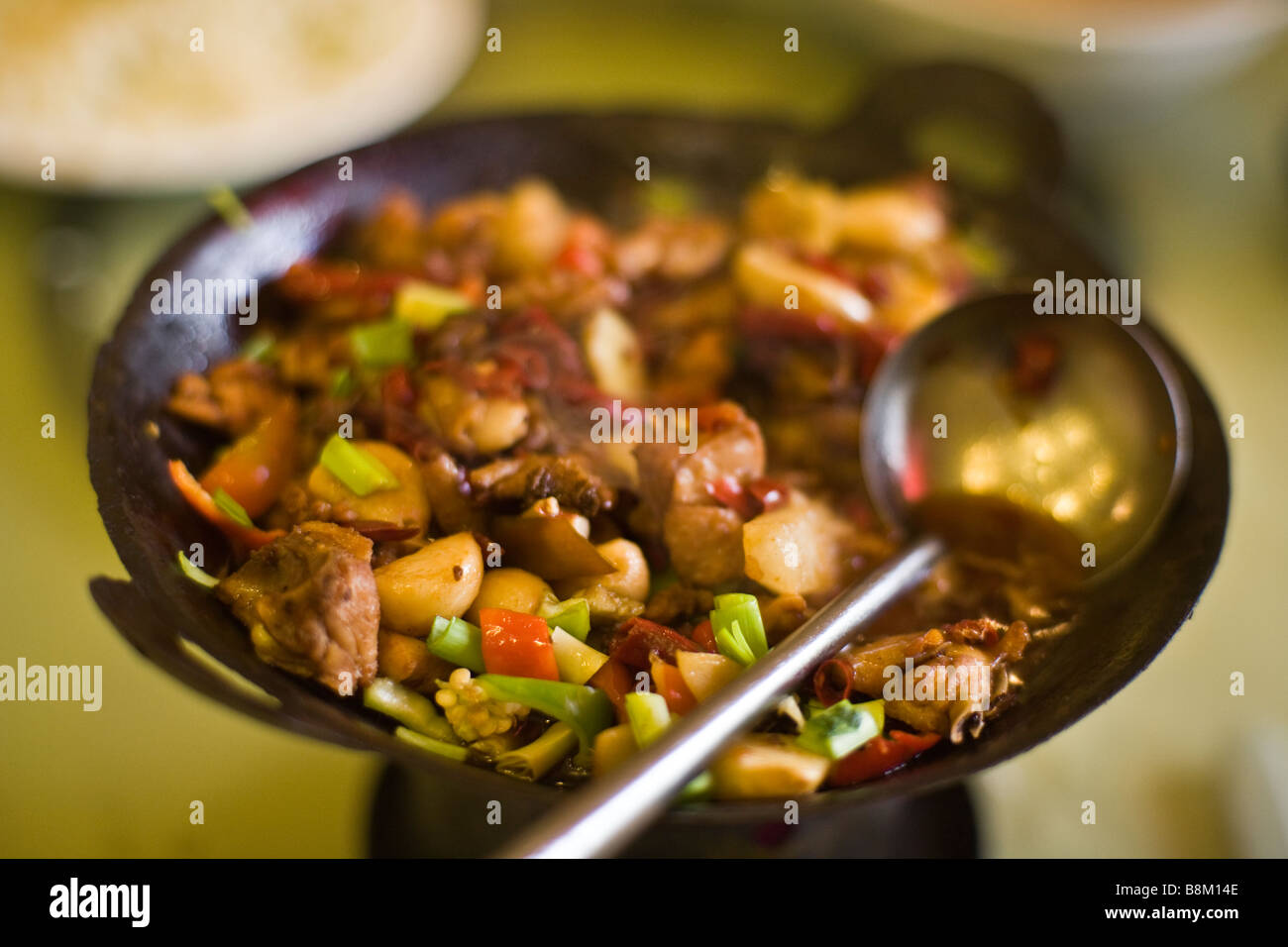 Spicy chicken pot from Hunan province, in a Shanghai restaurant Stock ...