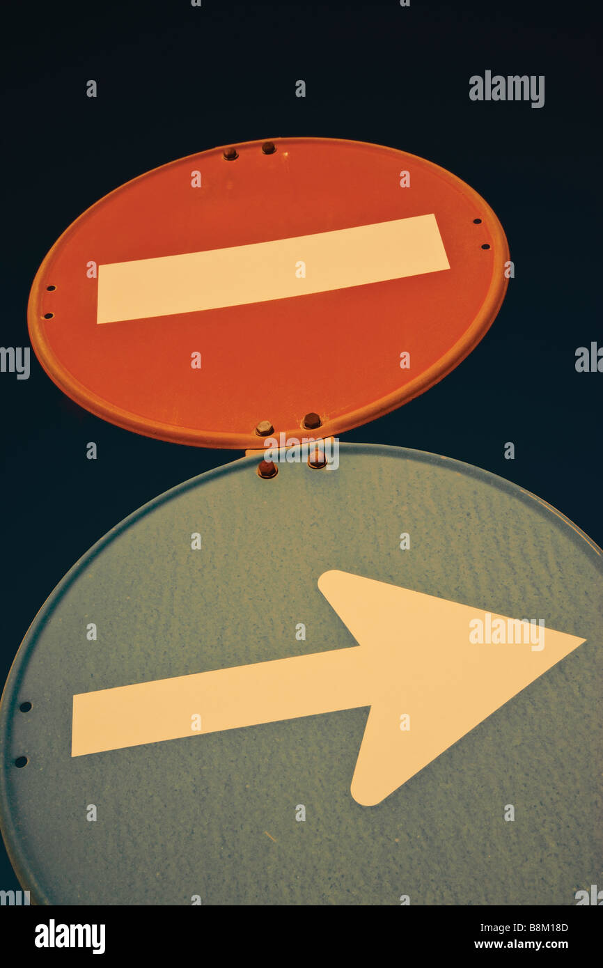 Traffic signs No entry turn right Stock Photo - Alamy