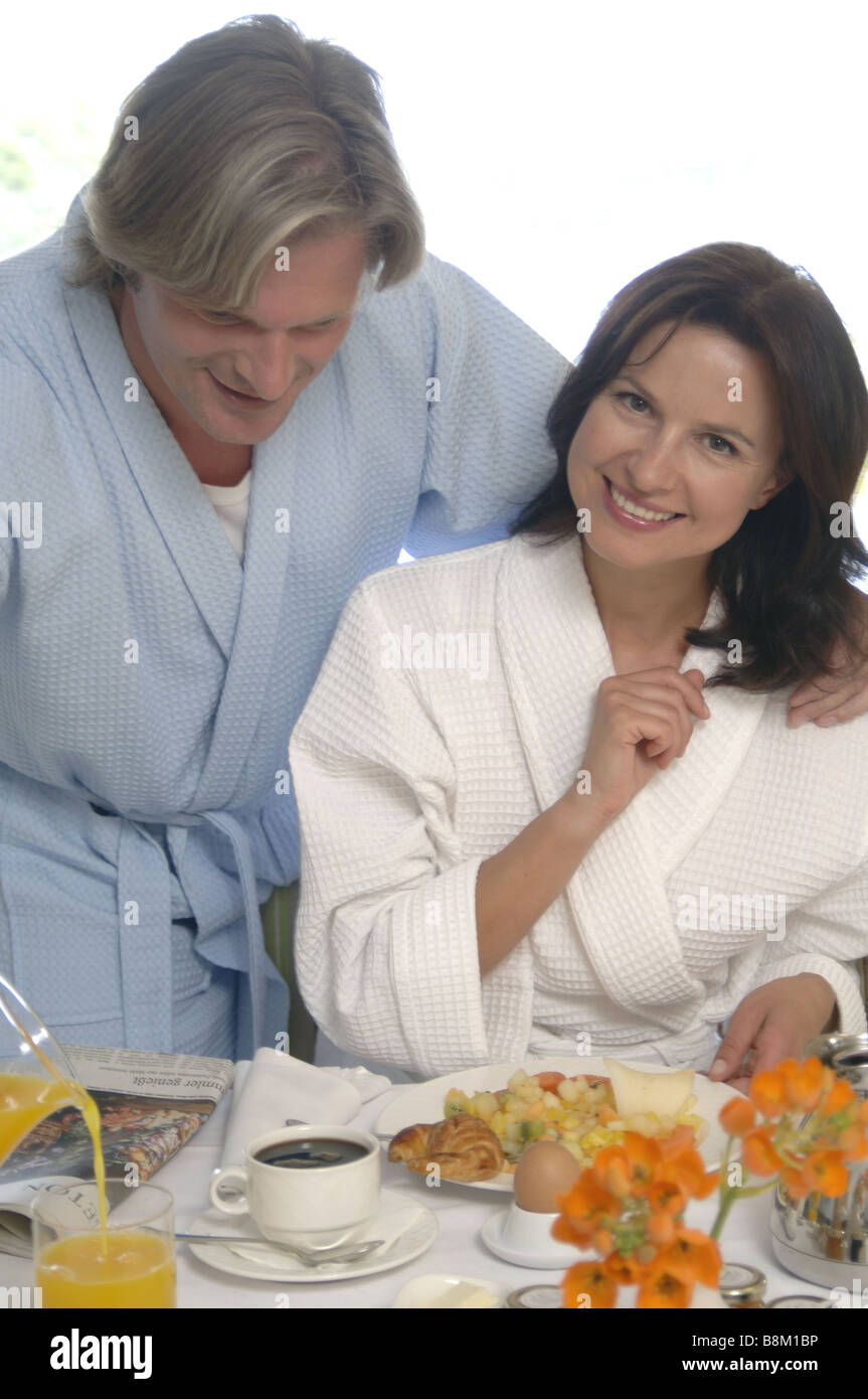 Couple at the breakfast table Stock Photo - Alamy