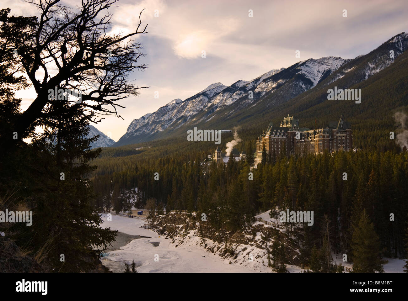 Winter view of the Fairmont Banff Springs in Banff, Alberta, Canada ...