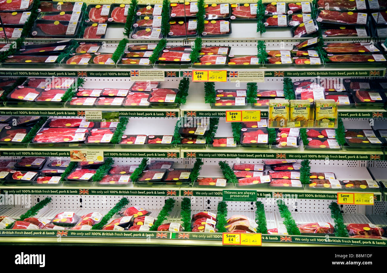 Supermarket Meat Display Stock Photo - Alamy