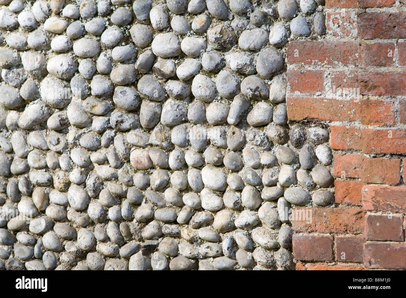 Example of a simple East Angialian flint cobbled wall, North Norfolk UK ...