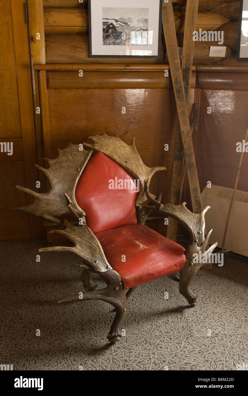 Moose antler chair at Num Ti Jah Lodge, Banff National Park, Alberta ...