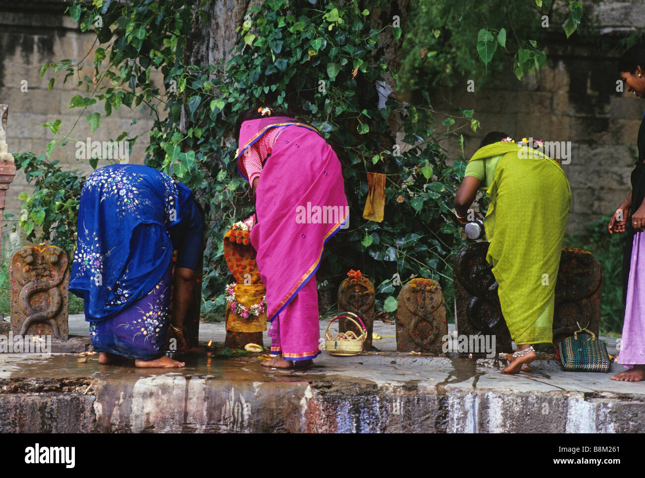 indian women at temple south india Stock Photo - Alamy