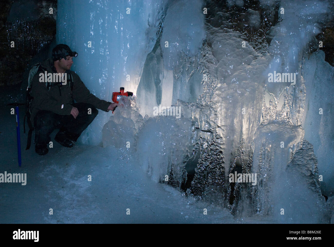 Frozen waterfall in Maligne Canyon, Jasper National Park, Alberta ...