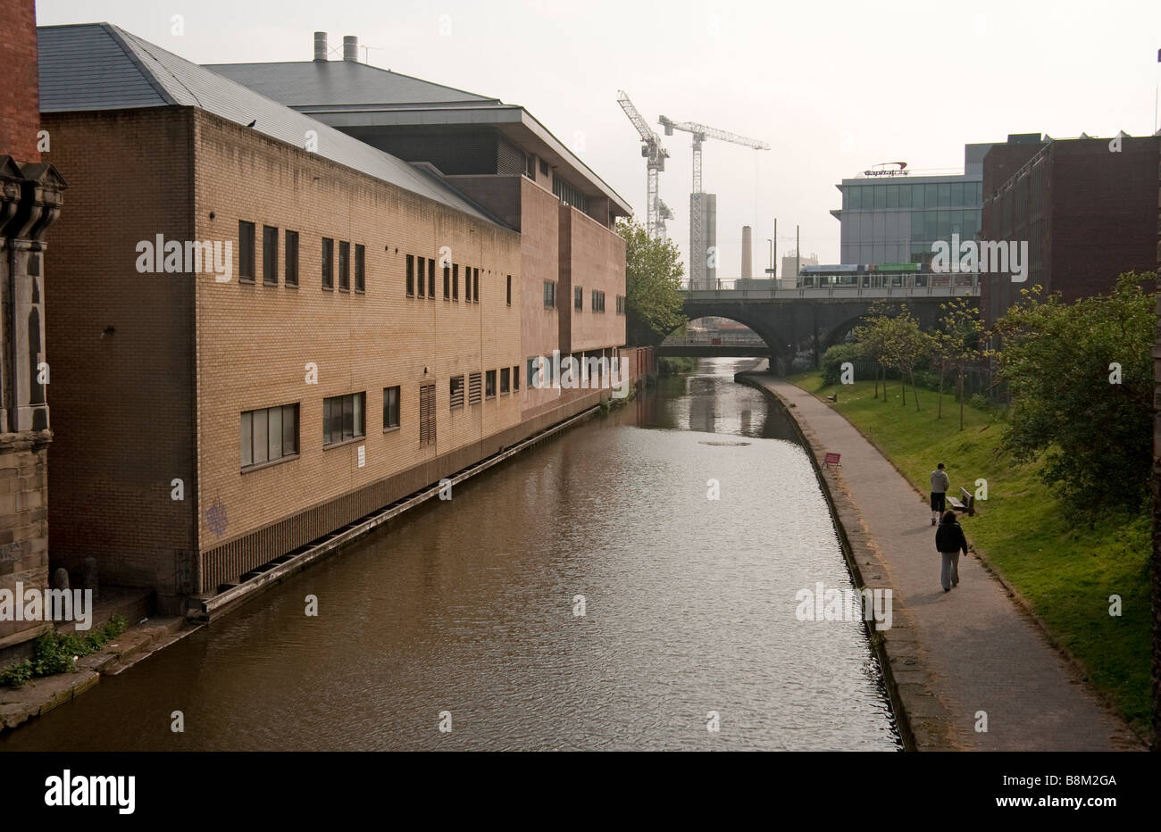Beeston and Nottingham canal Nottingham city centre and tram bridge ...