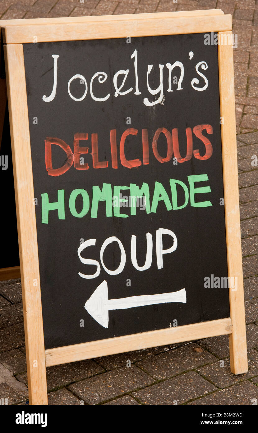 Hand written advertising sign for food shop Stock Photo - Alamy