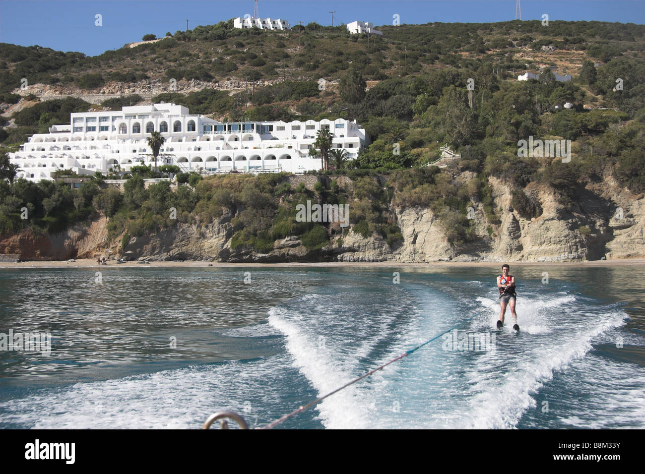 Water Skier Istron Bay Crete Stock Photo - Alamy