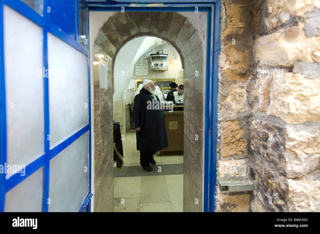 Jewish men study Torah scripture together in the Rashbi Grave in Meron ...