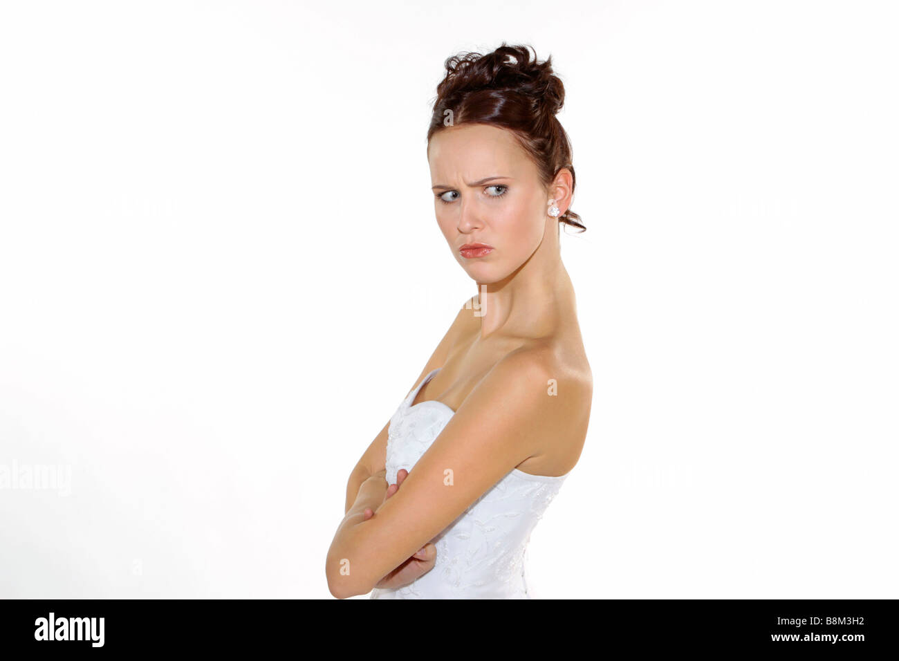 angry bride in white wedding dress Stock Photo - Alamy