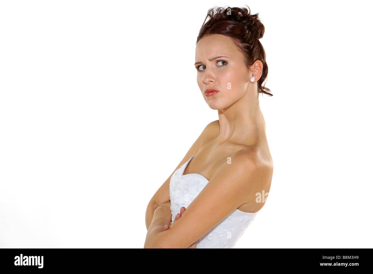 angry bride in white wedding dress Stock Photo - Alamy