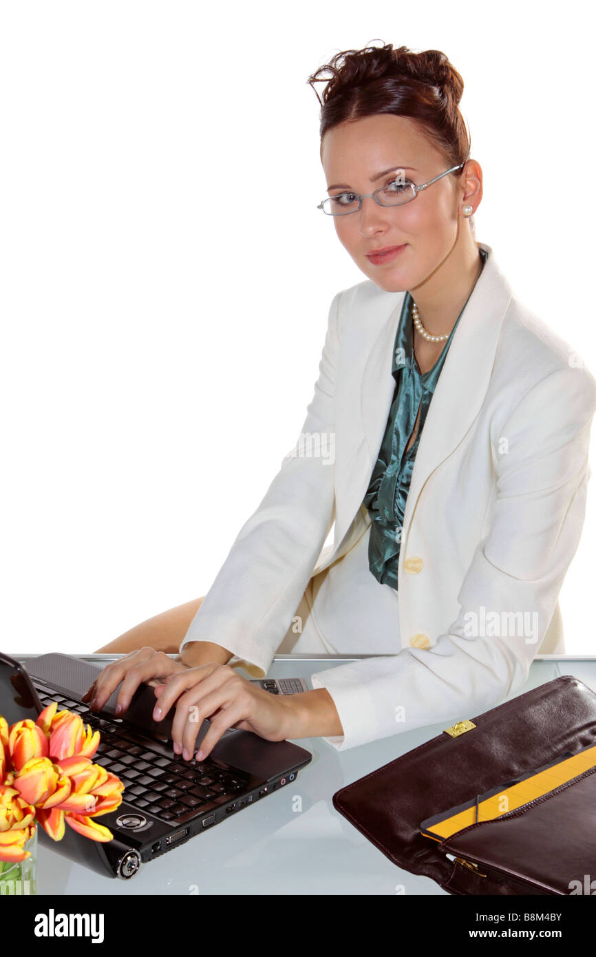 business woman with notebook in the office Stock Photo - Alamy