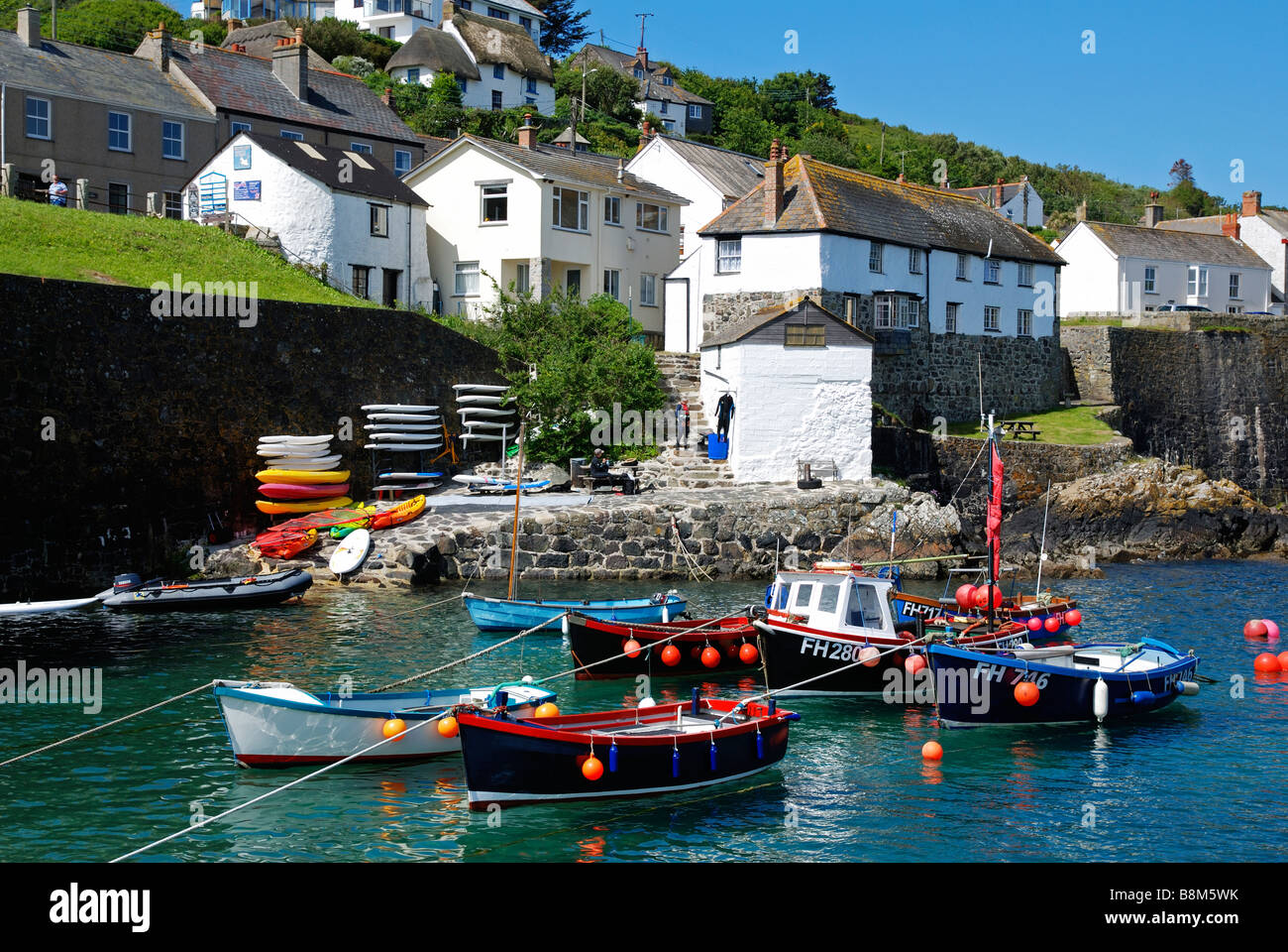 fishing boats in the harbour at coverack,cornwall,uk Stock Photo - Alamy