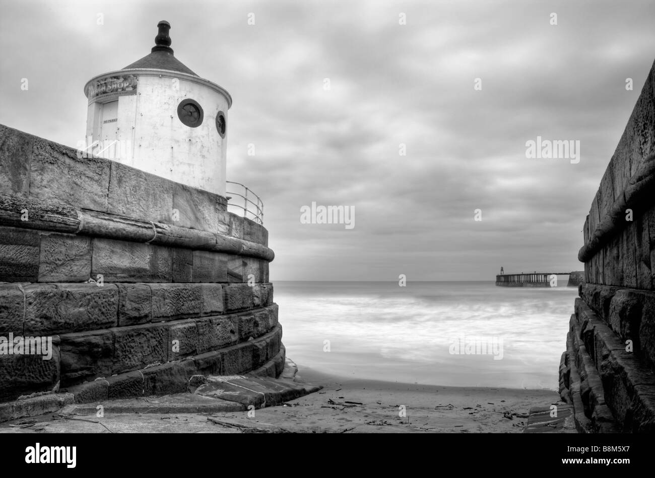 Whitby sea front protection Stock Photo - Alamy