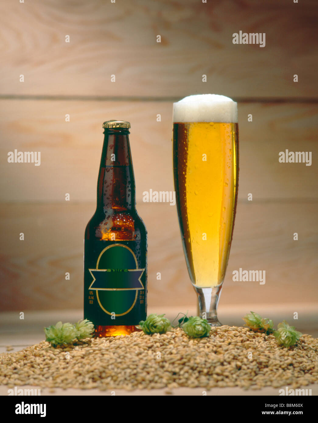 Beer in glass with beer bottle Stock Photo - Alamy