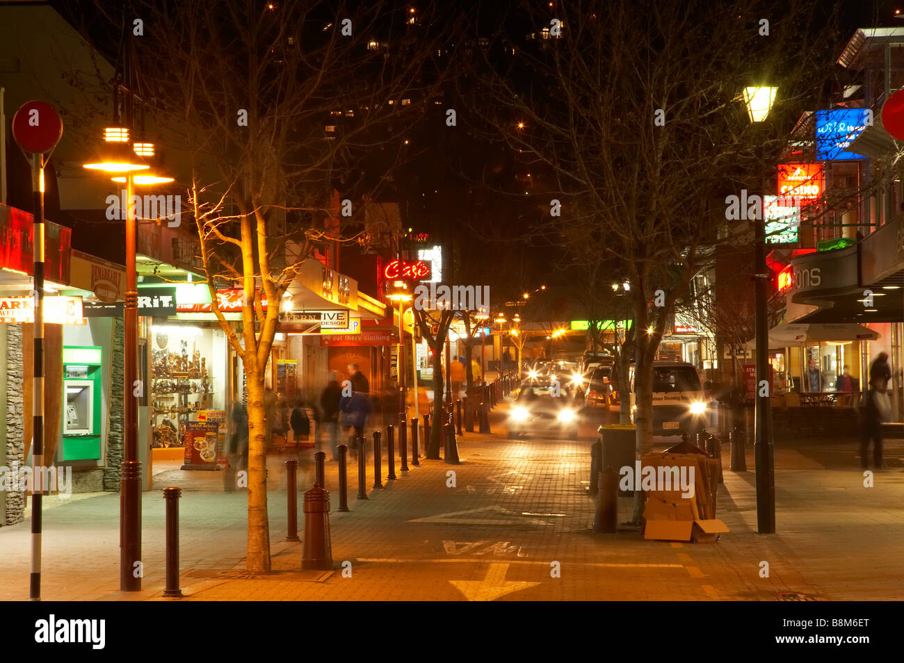 Beach Street at Night Queenstown South Island New Zealand Stock Photo ...